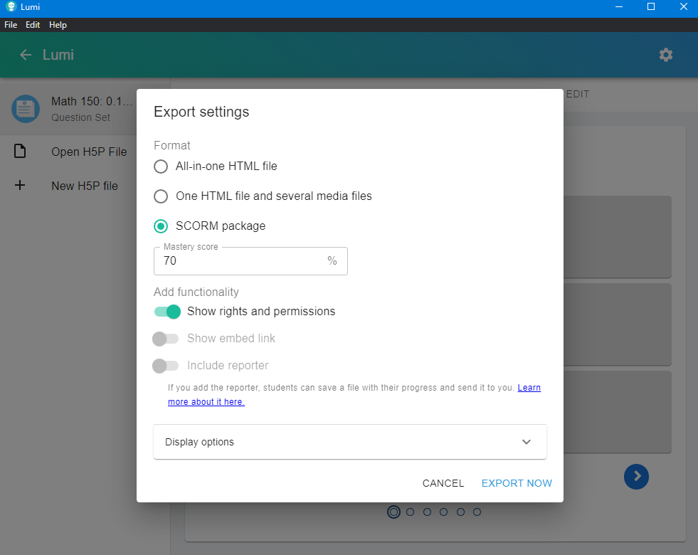 Exporting to SCORM | H5P